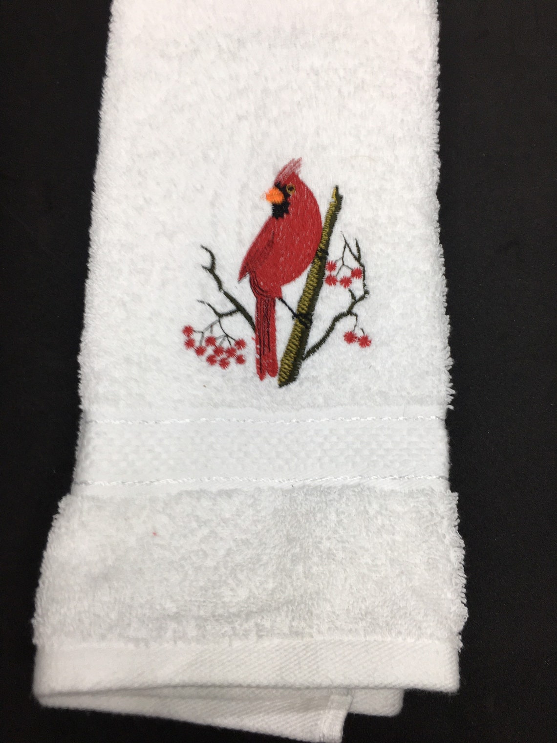 Cardinal Towel With Embroidery - Etsy