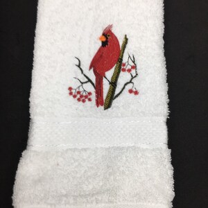 Cardinal Towel With Embroidery - Etsy