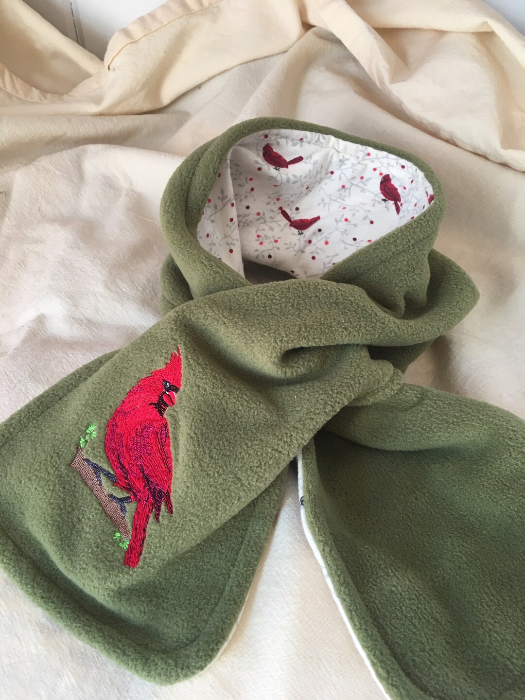 Winter Scarf With Cardinal - Etsy