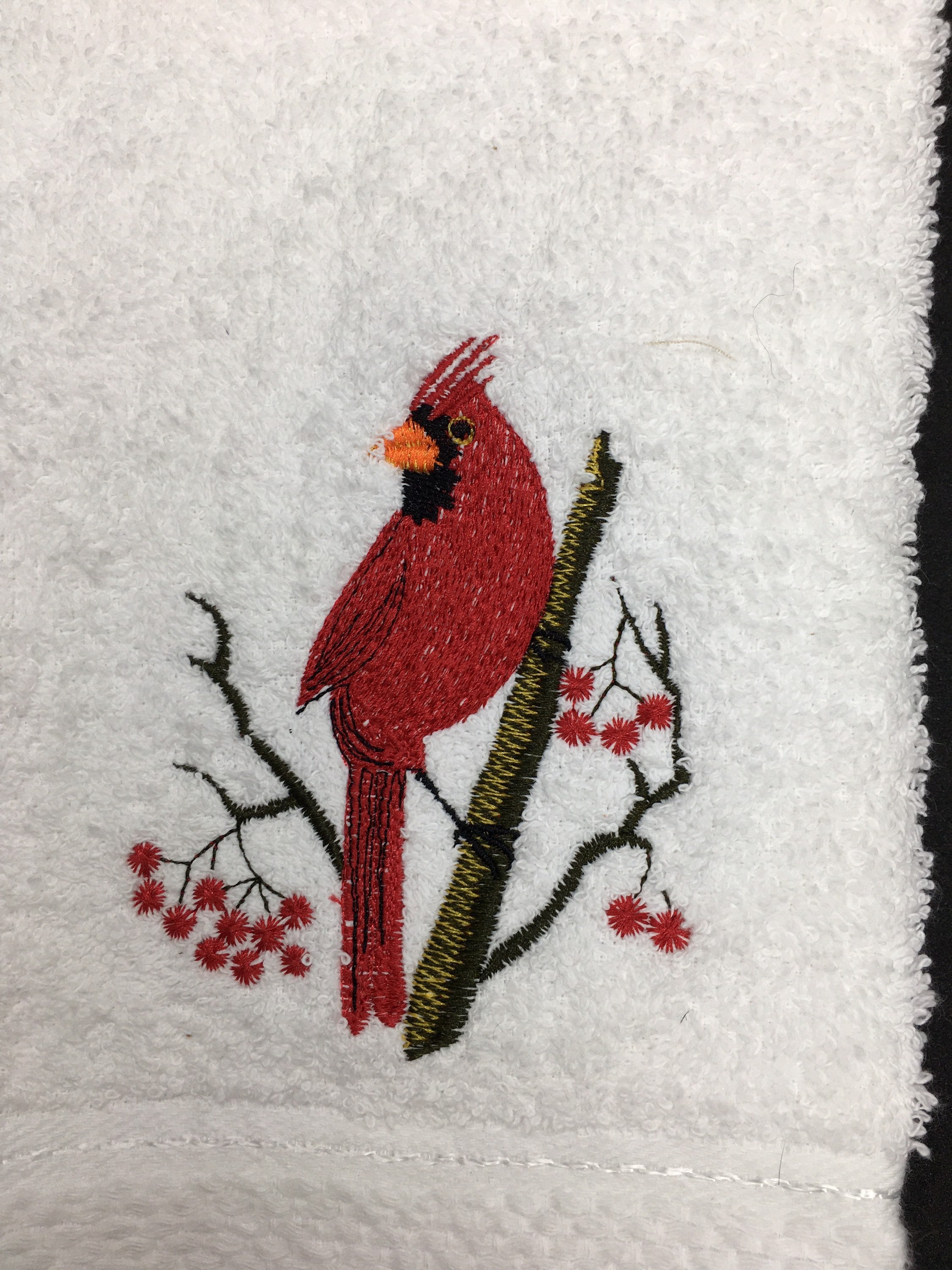 Cardinal Towel With Embroidery - Etsy