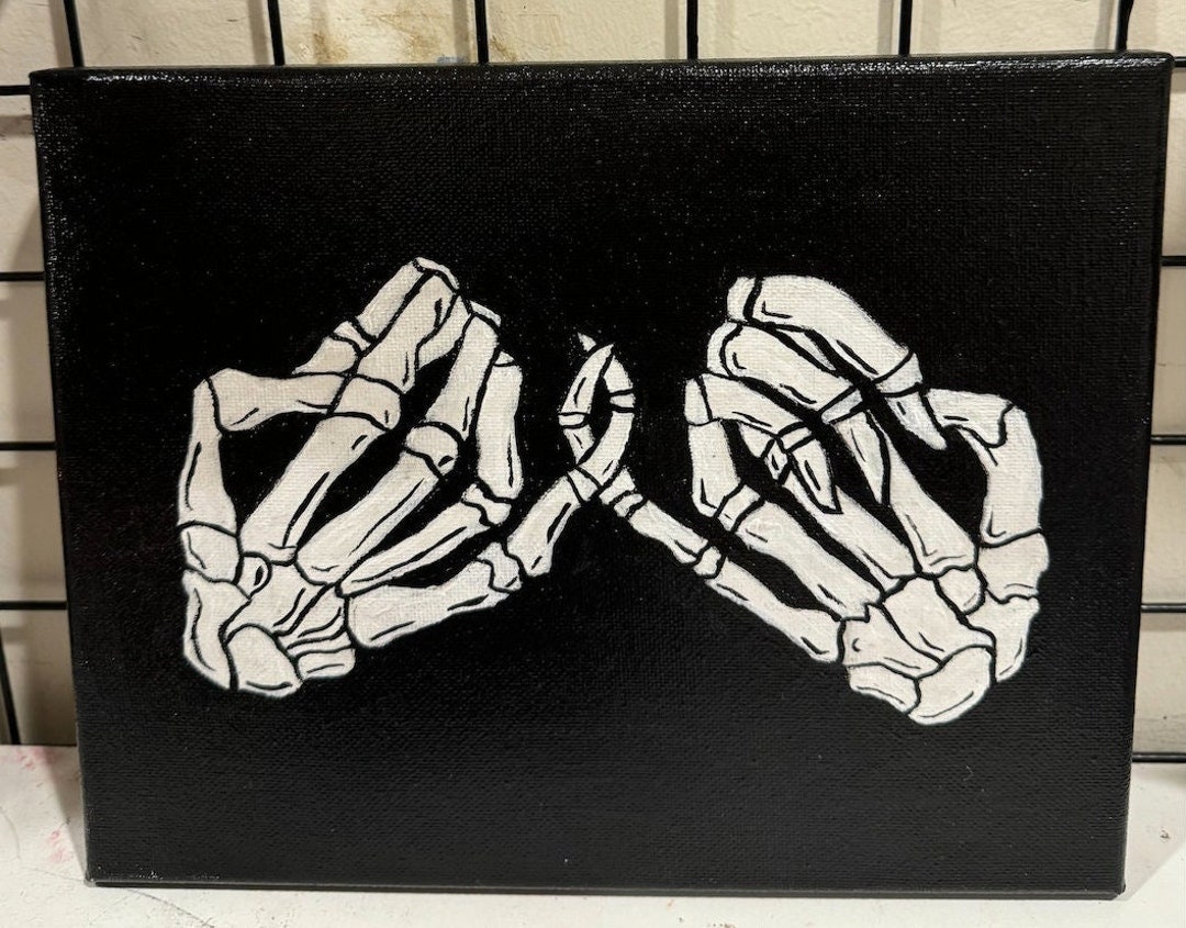 Skeleton Hands Pinky Promise Acrylic Canvas Painting | 10in X 8in - Etsy