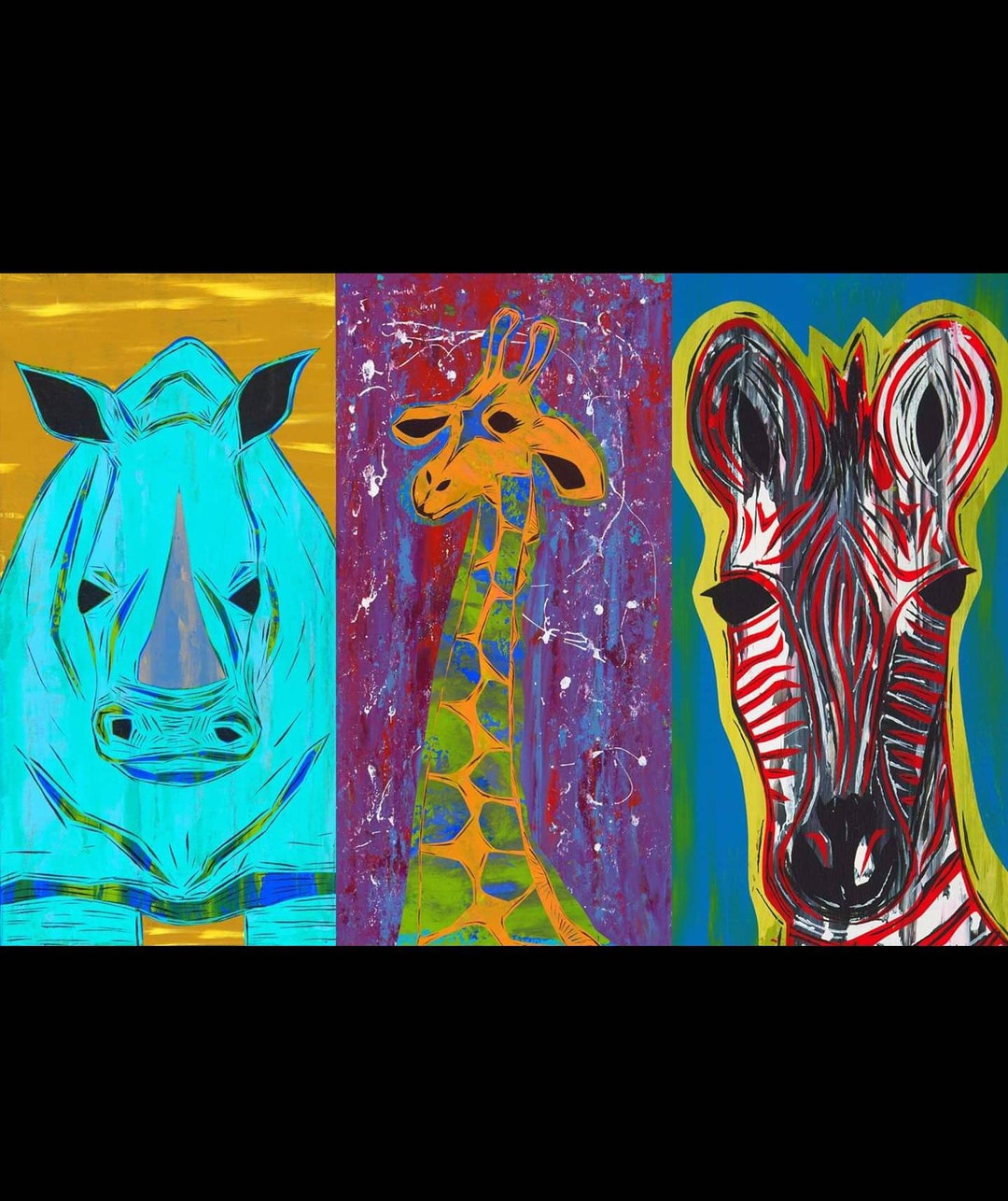 Funky Safari -- Original Art Print by Amanda Lee Hindes - Etsy