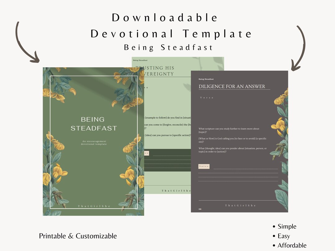 Being Steadfast - A Digital Devotional Template - Etsy