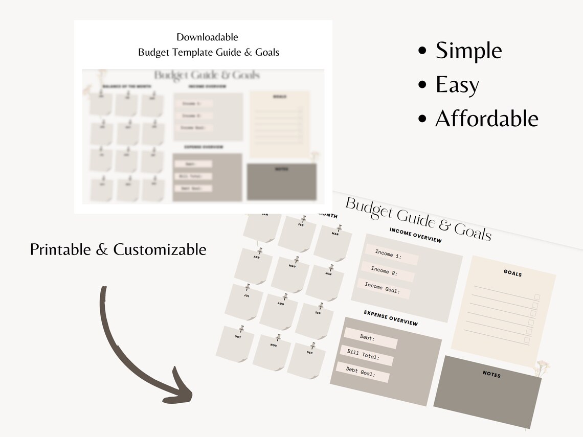 Budget Template Guide & Goals (downloadable) - Etsy