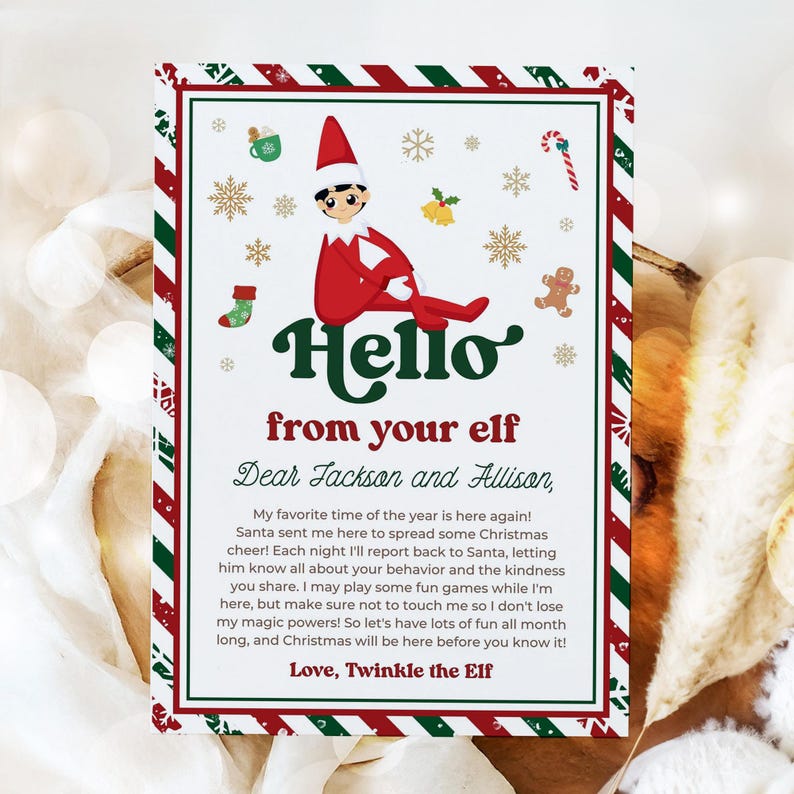 Editable Elf Hello Letter, Greetings From Elf, Elf I'm Back, Elf ...