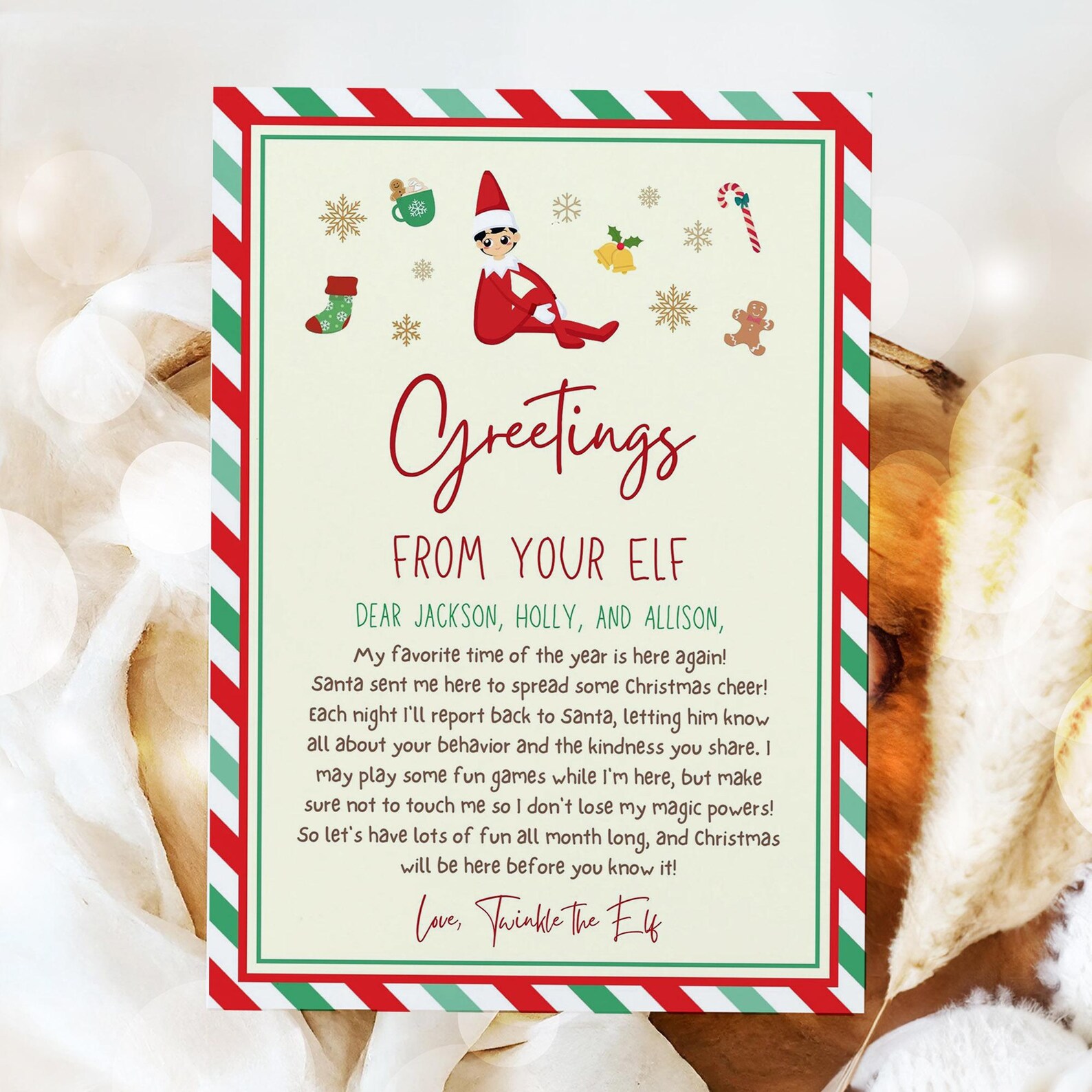 Editable Elf Hello Letter, Greetings From Elf, Elf I'm Back, Elf ...