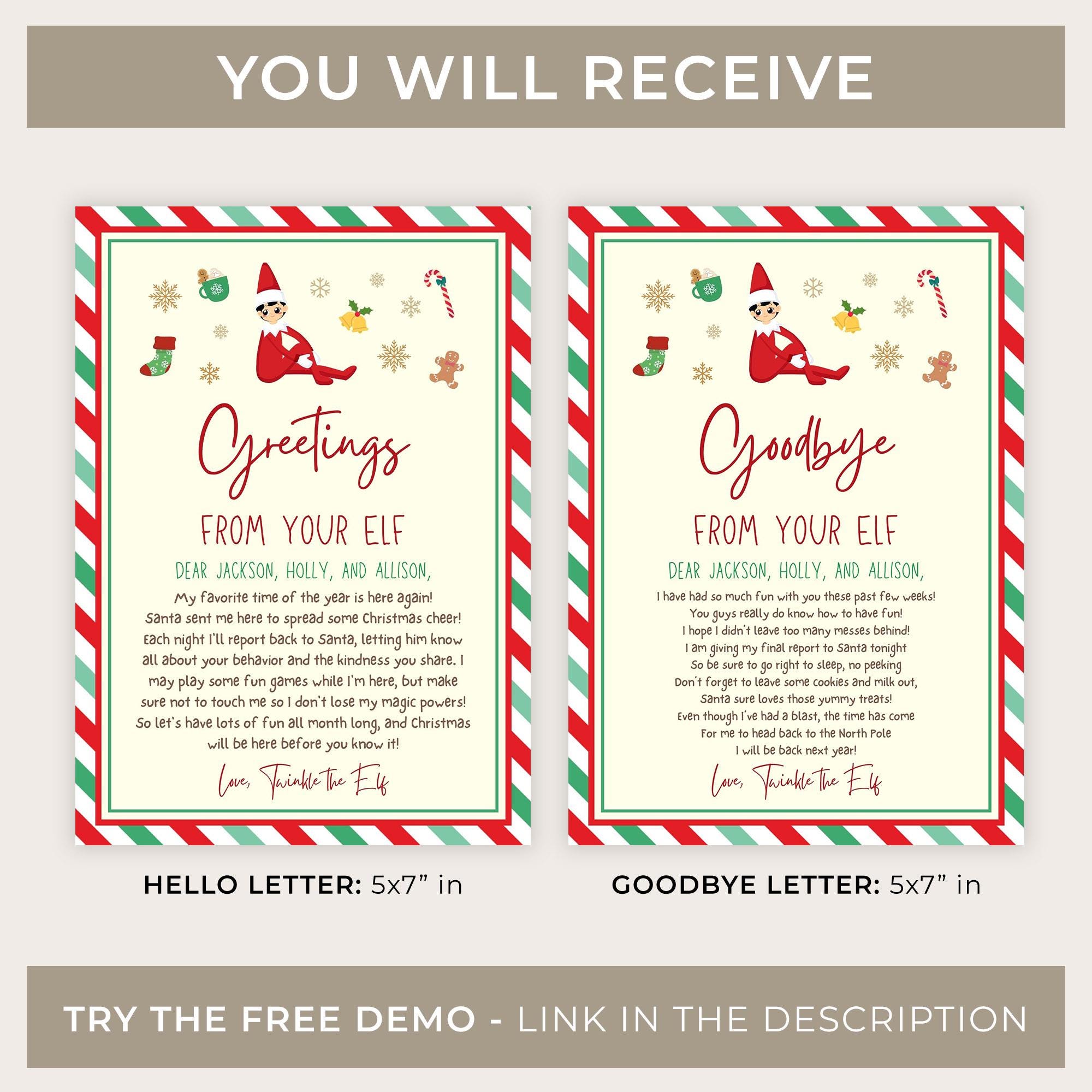 Editable Elf Hello Letter, Greetings From Elf, Elf I'm Back, Elf ...