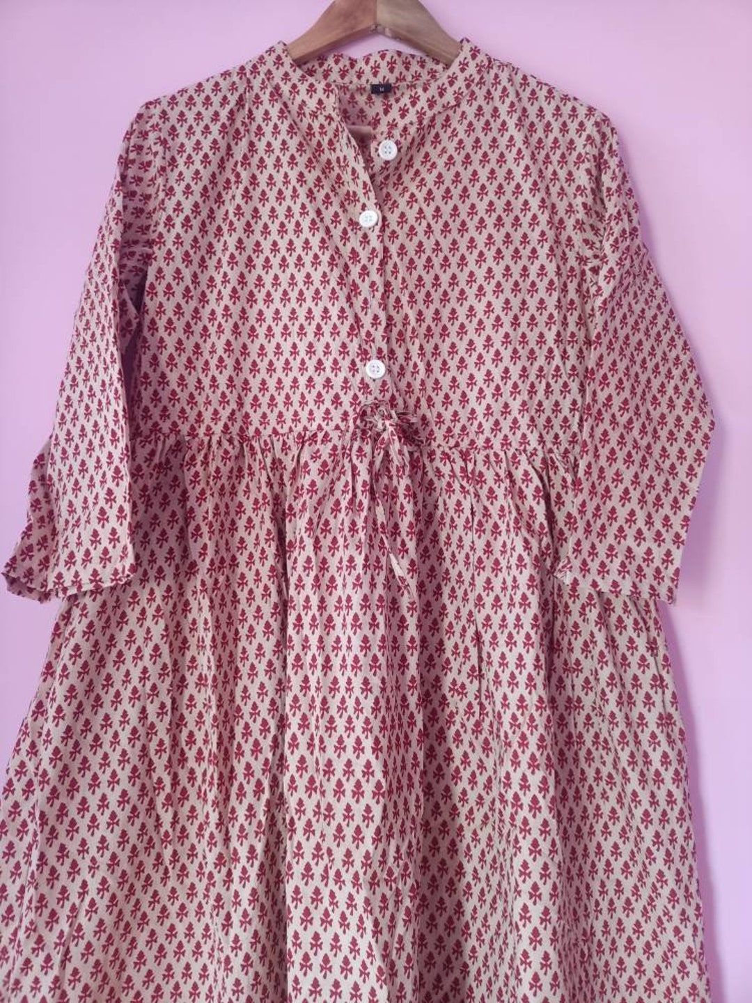 Cotton Dress,block Dress, India Print,summer Dress, Skaters Dress, Button Dress, Block Print ...