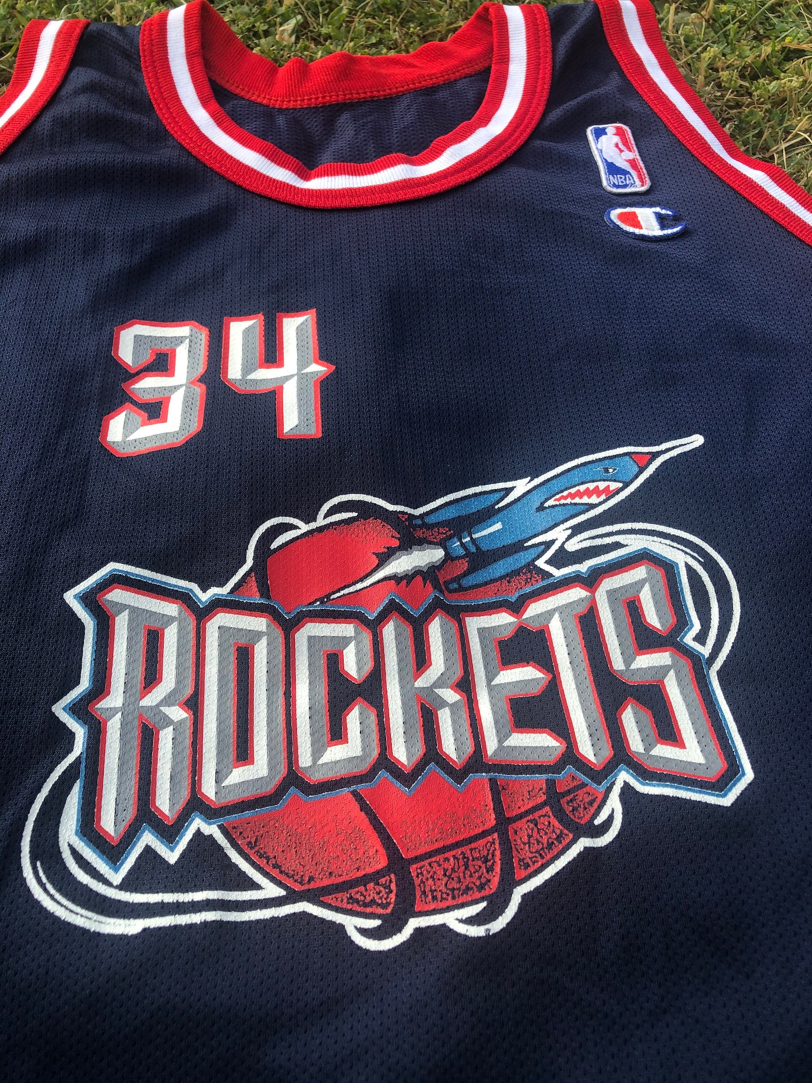 90s Vintage Houston Rockets Hakeem Olajuwon Champion Jersey Youth/kids ...