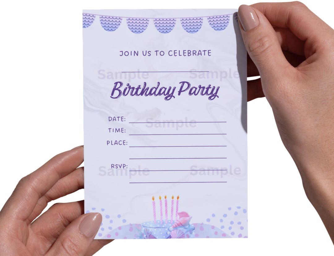 Printable Fillable Birthday Party Invitation - Ocean Theme Purple ...