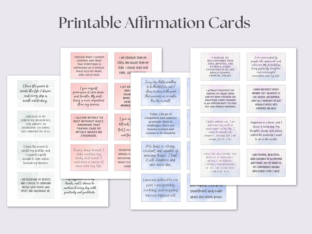 Printable Affirmation Cards for Self-care, Healing & Positivity ...