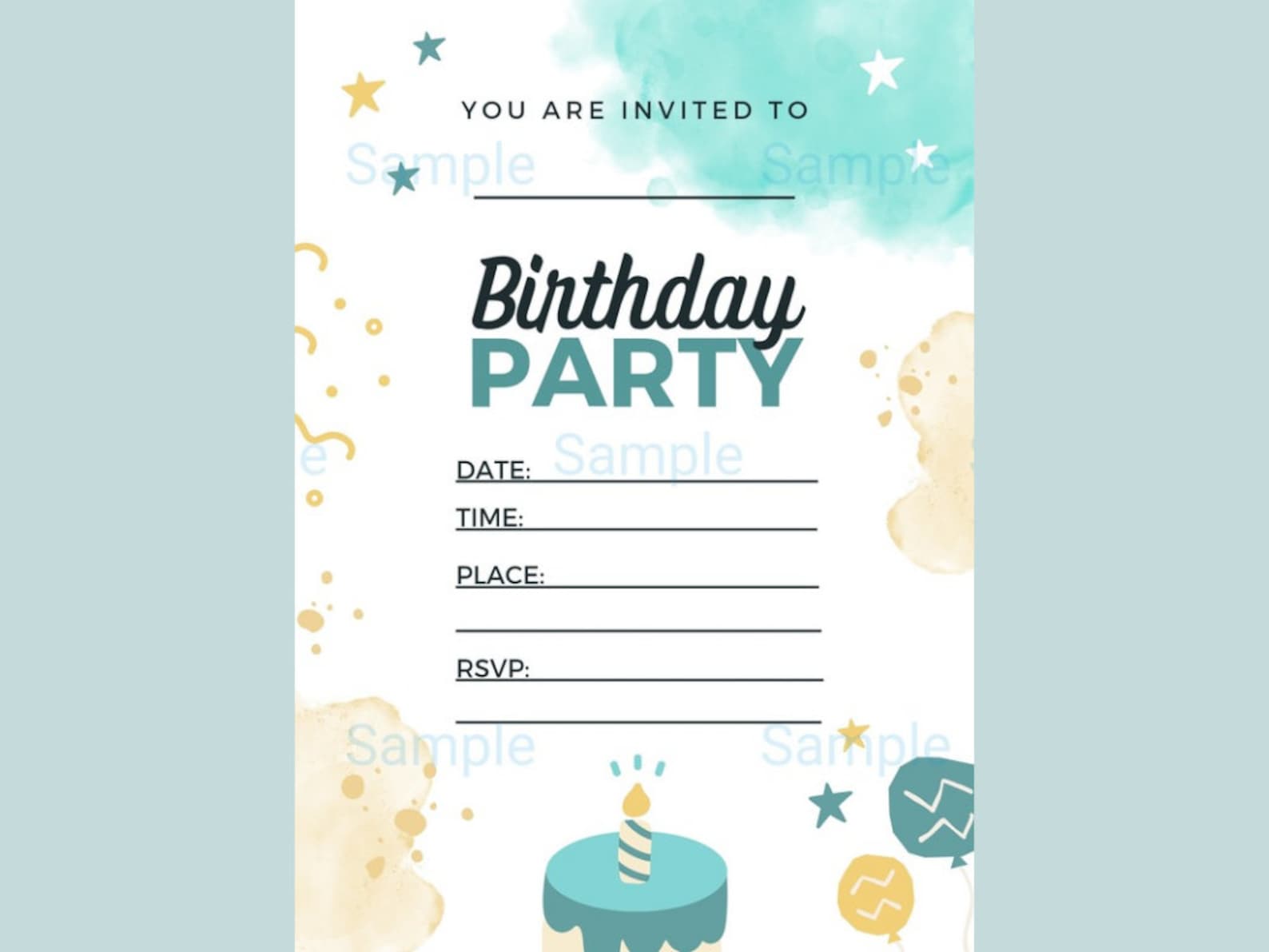 Printable Fillable Birthday Party Invitation Template - Instant ...