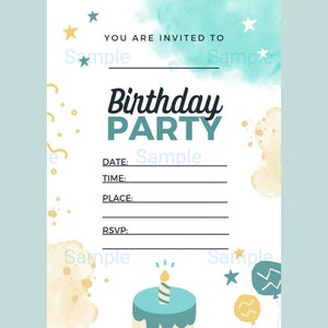 Printable Fillable Birthday Party Invitation Template - Instant ...