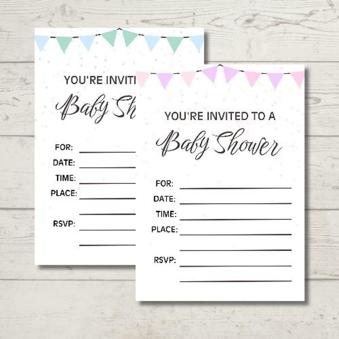 Printable Baby Shower Invitation | Fillable Template | Two Color ...