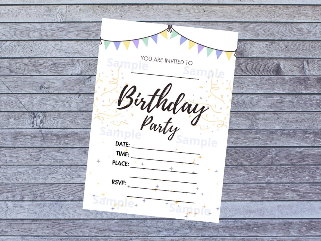 Printable Birthday Party Invitation Template - Instant Download ...