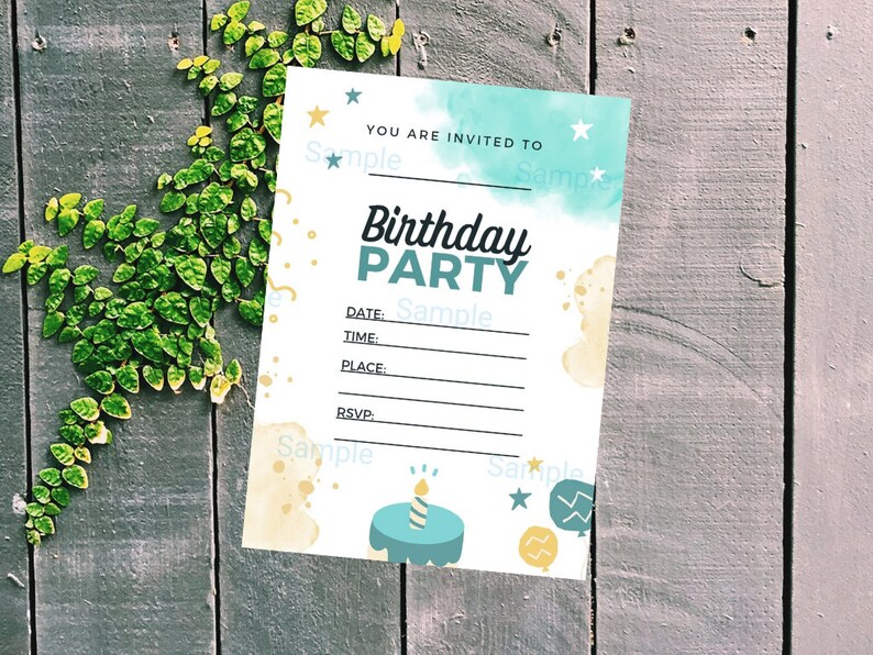Printable Fillable Birthday Party Invitation Template - Instant ...