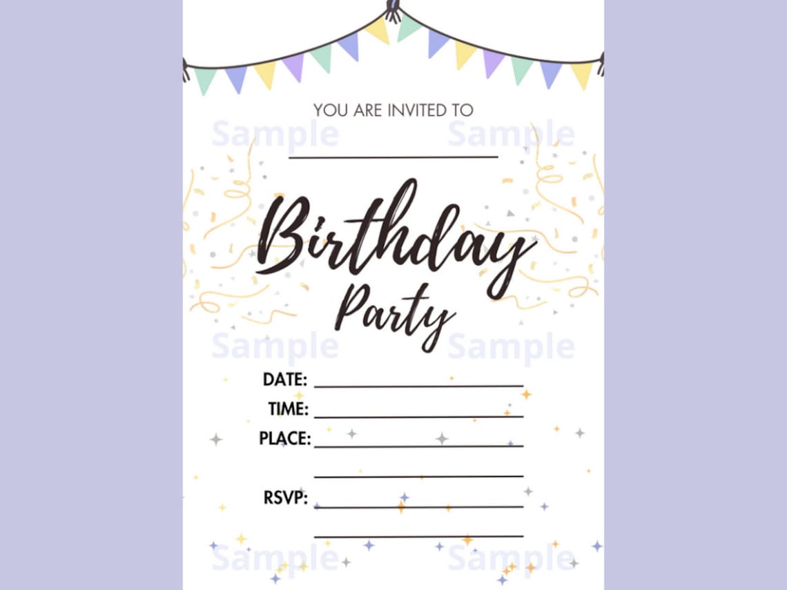 Printable Birthday Party Invitation Template - Instant Download ...