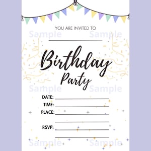 Printable Birthday Party Invitation Template - Instant Download ...