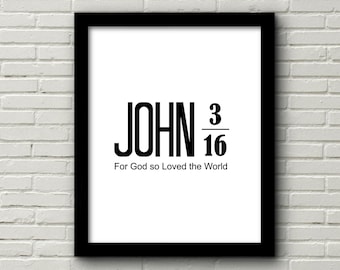 John 3:16 for God so Loved the World Bible Verse Wall Art Printable ...