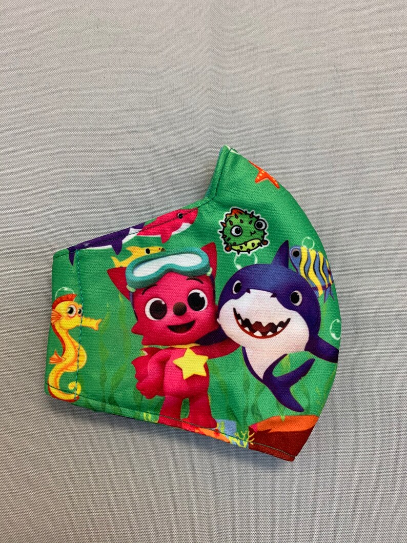 KIDS Baby Shark Face Masks Ages 8-12 | Etsy