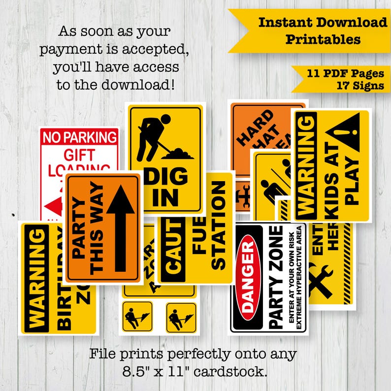Construction Birthday Party Signs, Party Signs, Construction Party ...
