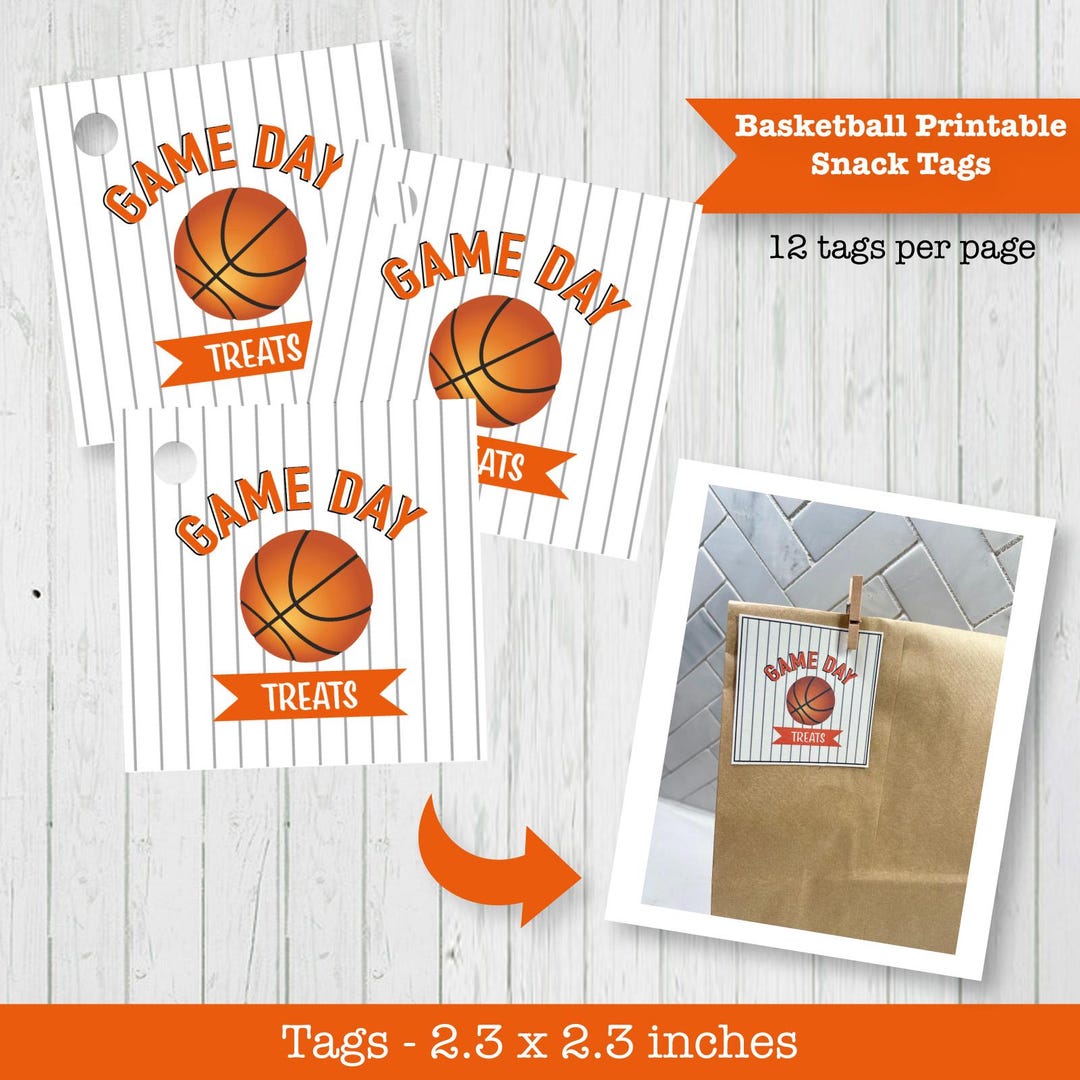Basketball Snack Printable Tags - Game Day Snack Sports - Basketball - Etsy