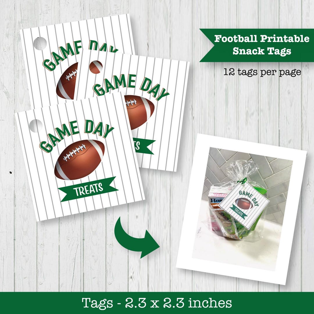 Football Snack Printable Tags - Game Day Snack Sports - Football - Etsy