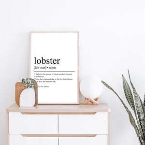 LOBSTER, Definition Print, Typography Print, Funny Print, Home Print ...