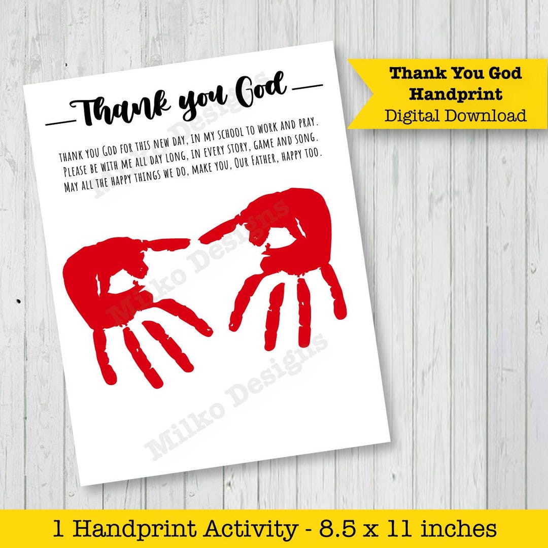 Thank You God Prayer Handrprint Activity, Sunday School Printable ...
