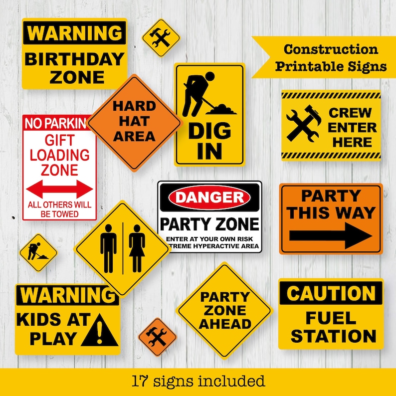 Construction Birthday Party Signs, Party Signs, Construction Party ...