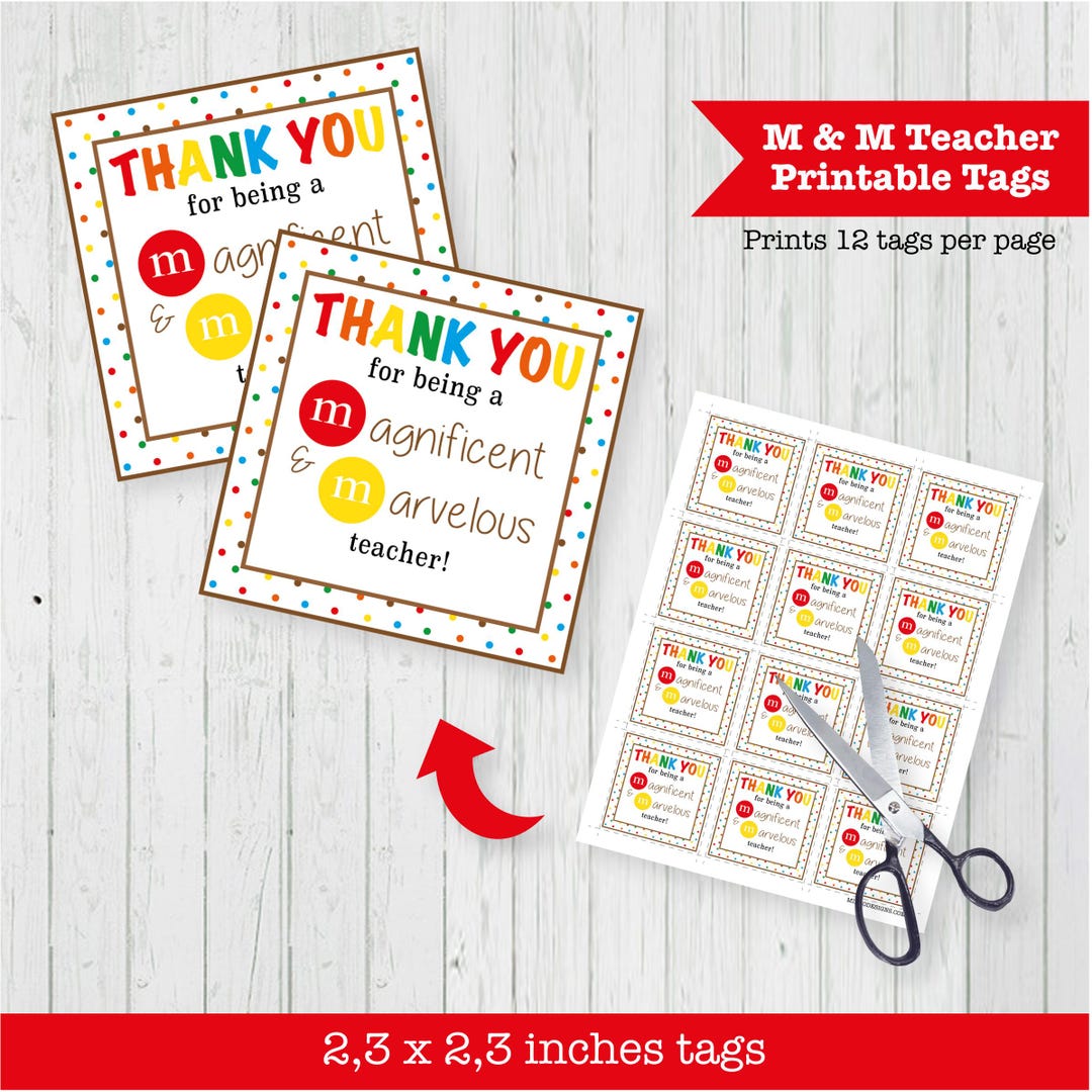 Magnificent and Marcelous Teacher Printable Tags - Teacher Appreciation ...