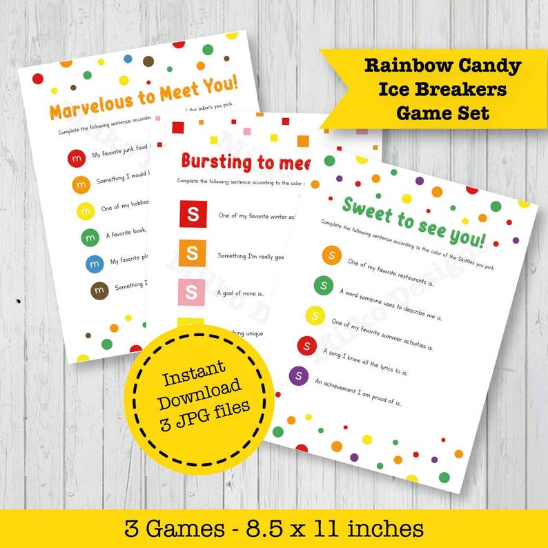 Rainbow Candy Ice Breakers - Teacher Printable - Get to Know You Game ...