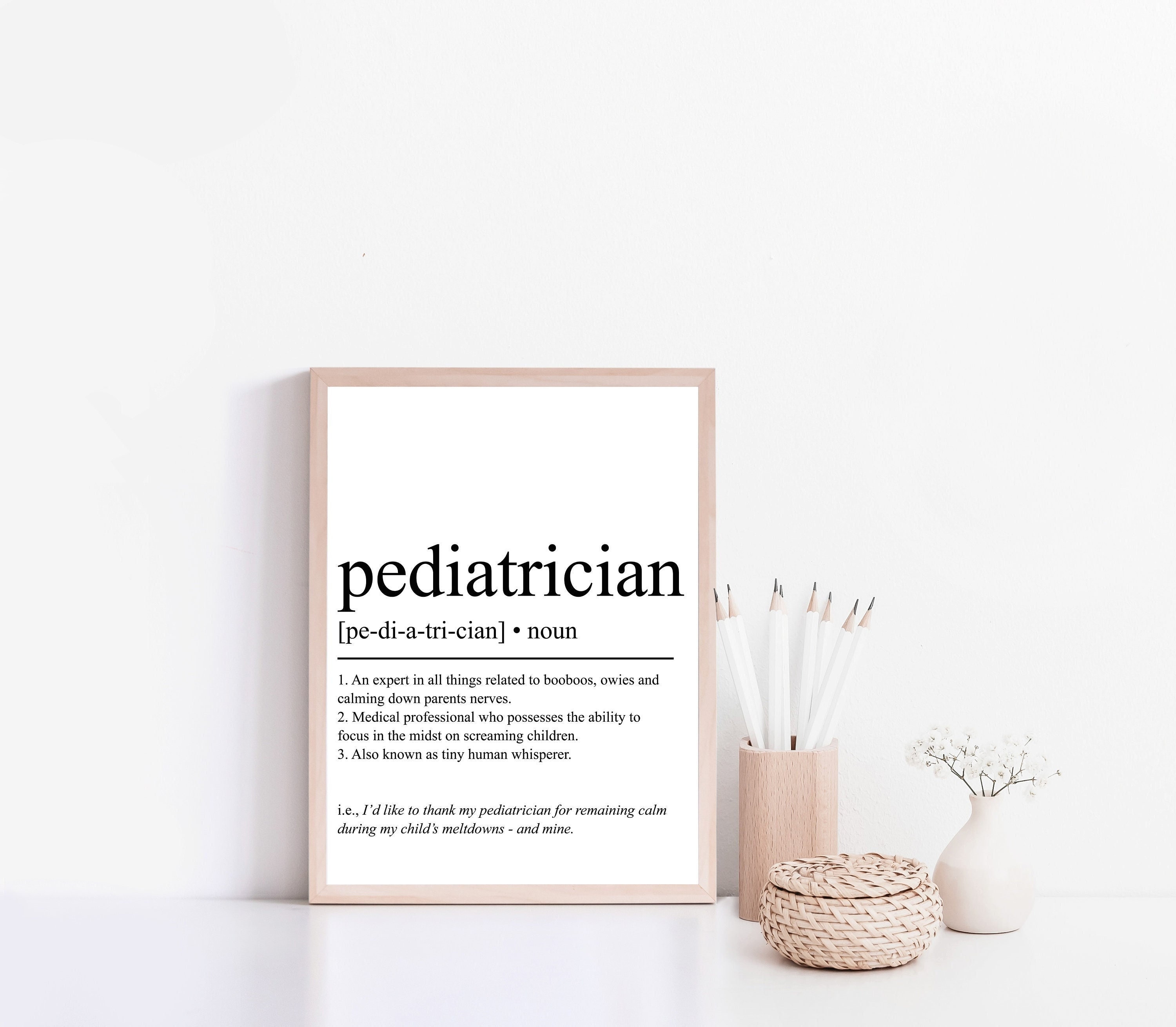Pediatrician Definition Print, Typography Print, Funny Print ...