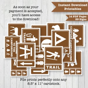 Camping Signs, Camping Party Printable Signs - Campground Party Theme ...