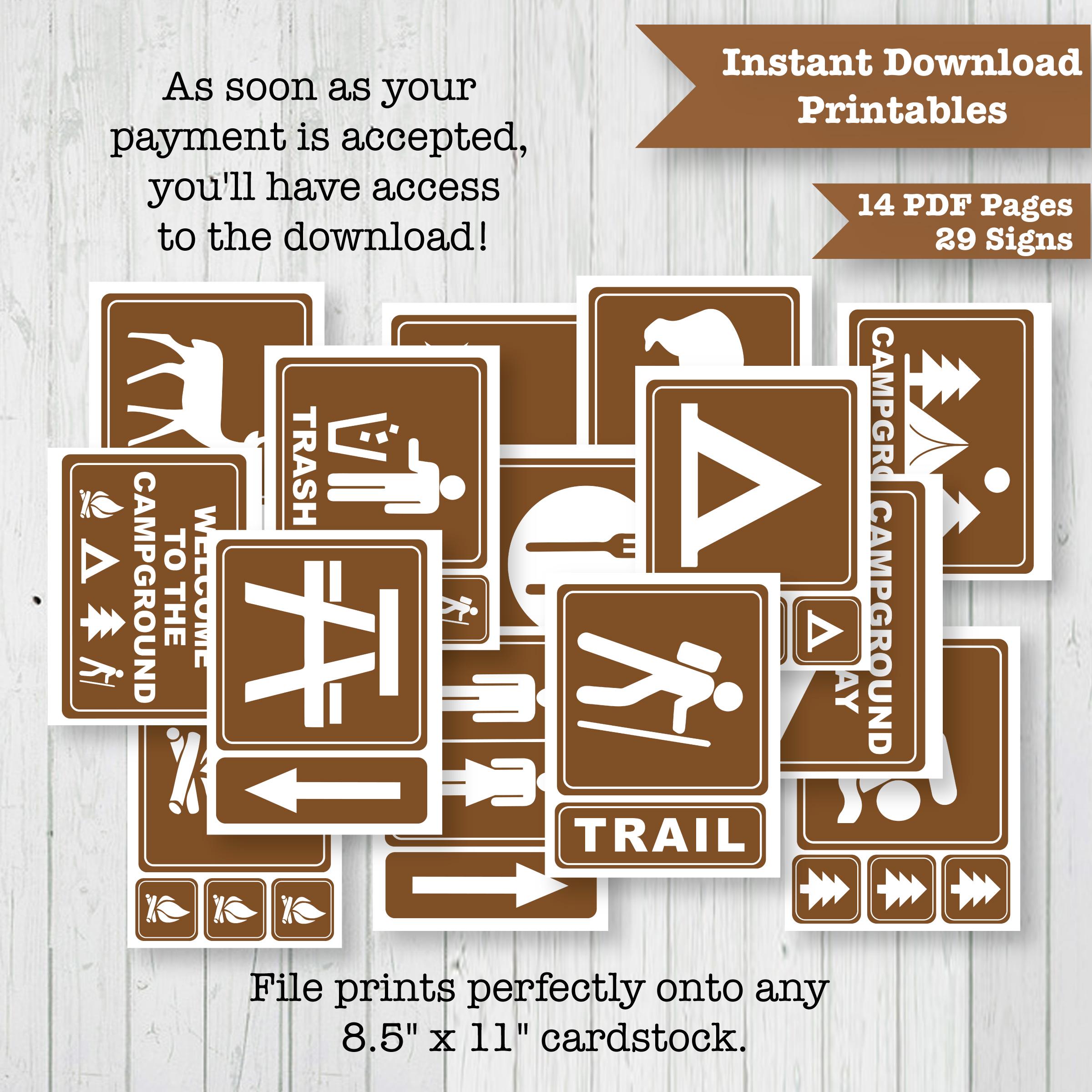 Camping Signs, Camping Party Printable Signs - Campground Party Theme ...