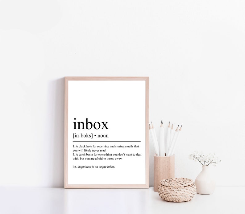 Inbox Definition Print, Typography Print, Funny Print, Home Print, Home ...