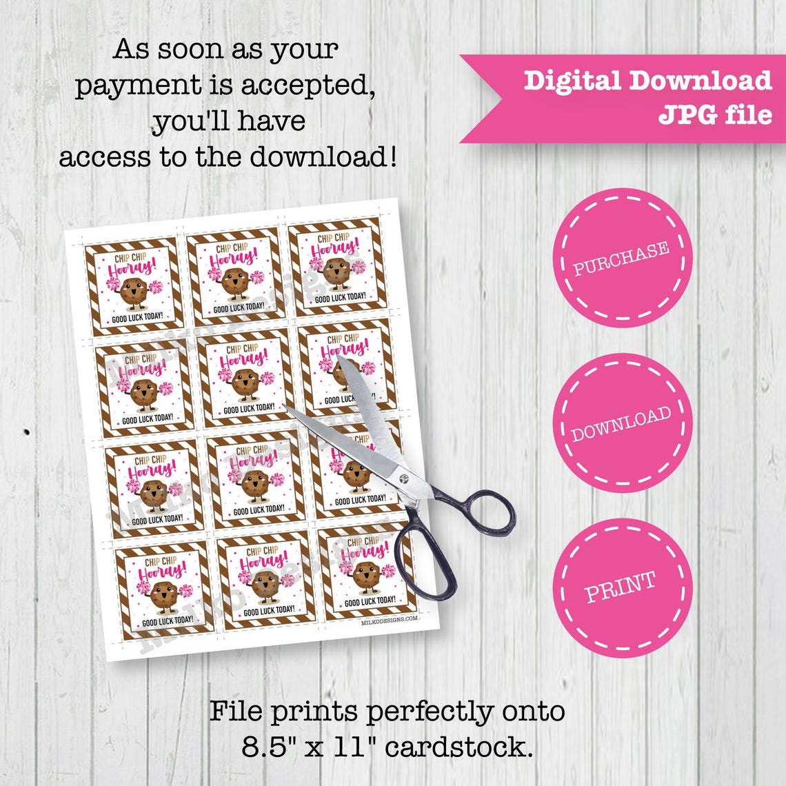 Chip Chip Hooray Printable Tags - Cheerleader Snack Sports ...