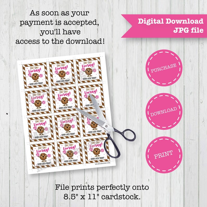 Chip Chip Hooray Printable Tags - Cheerleader Snack Sports ...