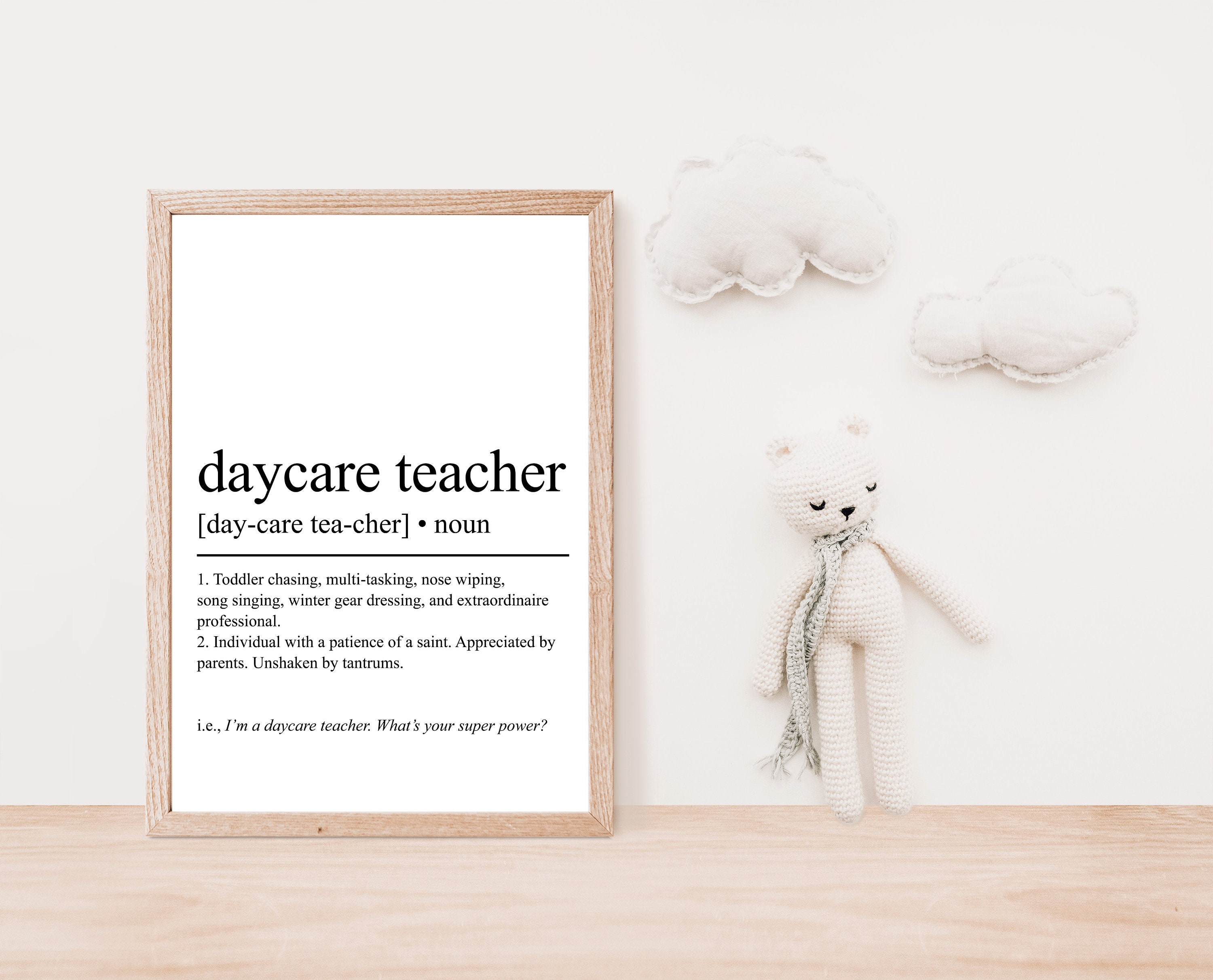 Daycare Teacher Definition Print, Typography Print, Funny Print ...