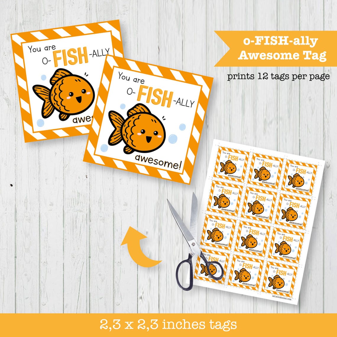 You Are O-fish-ally Awesome Printable Tag - Sports Gift Tag - Team ...