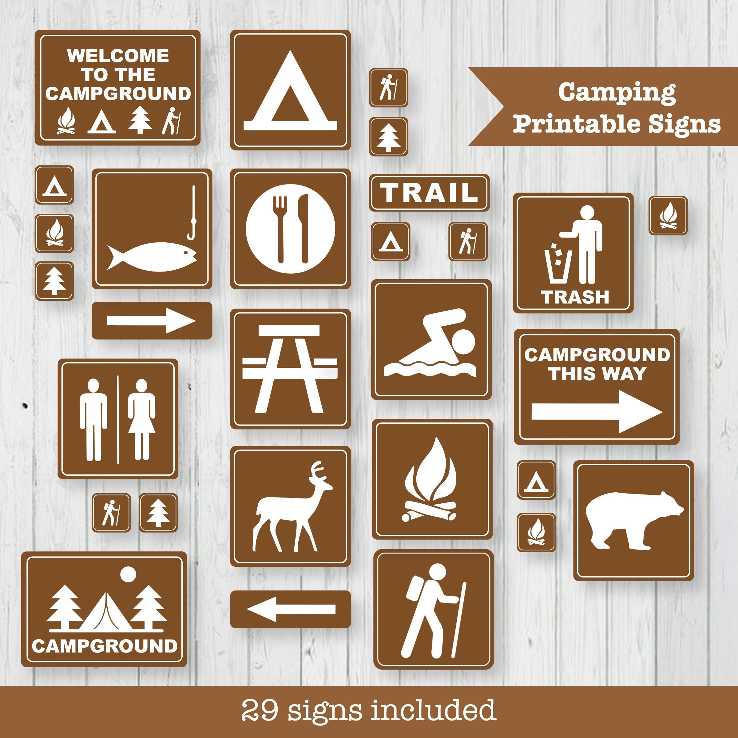 Camping Signs, Camping Party Printable Signs - Campground Party Theme ...