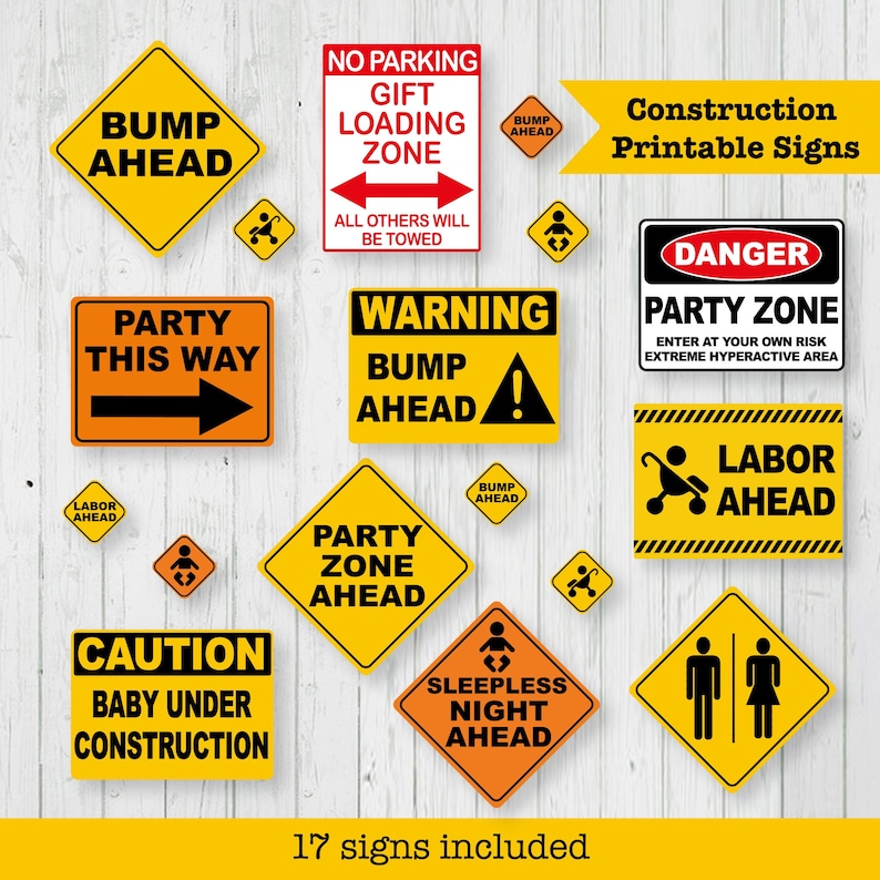 Construction Party Baby Shower Printable Signs - Construction Party ...