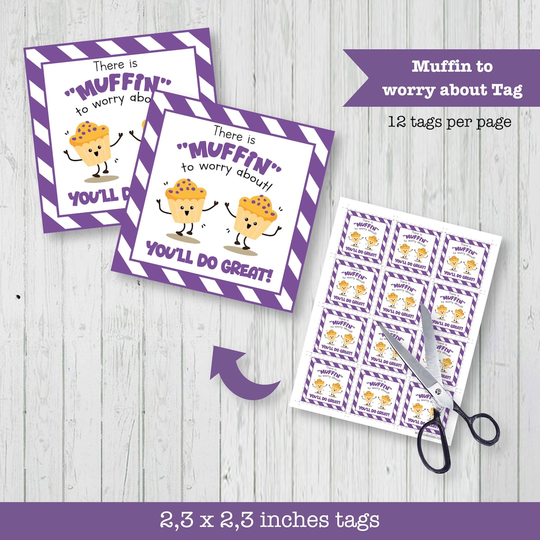 Muffin to Worry About Printable Tags - Purple - Etsy