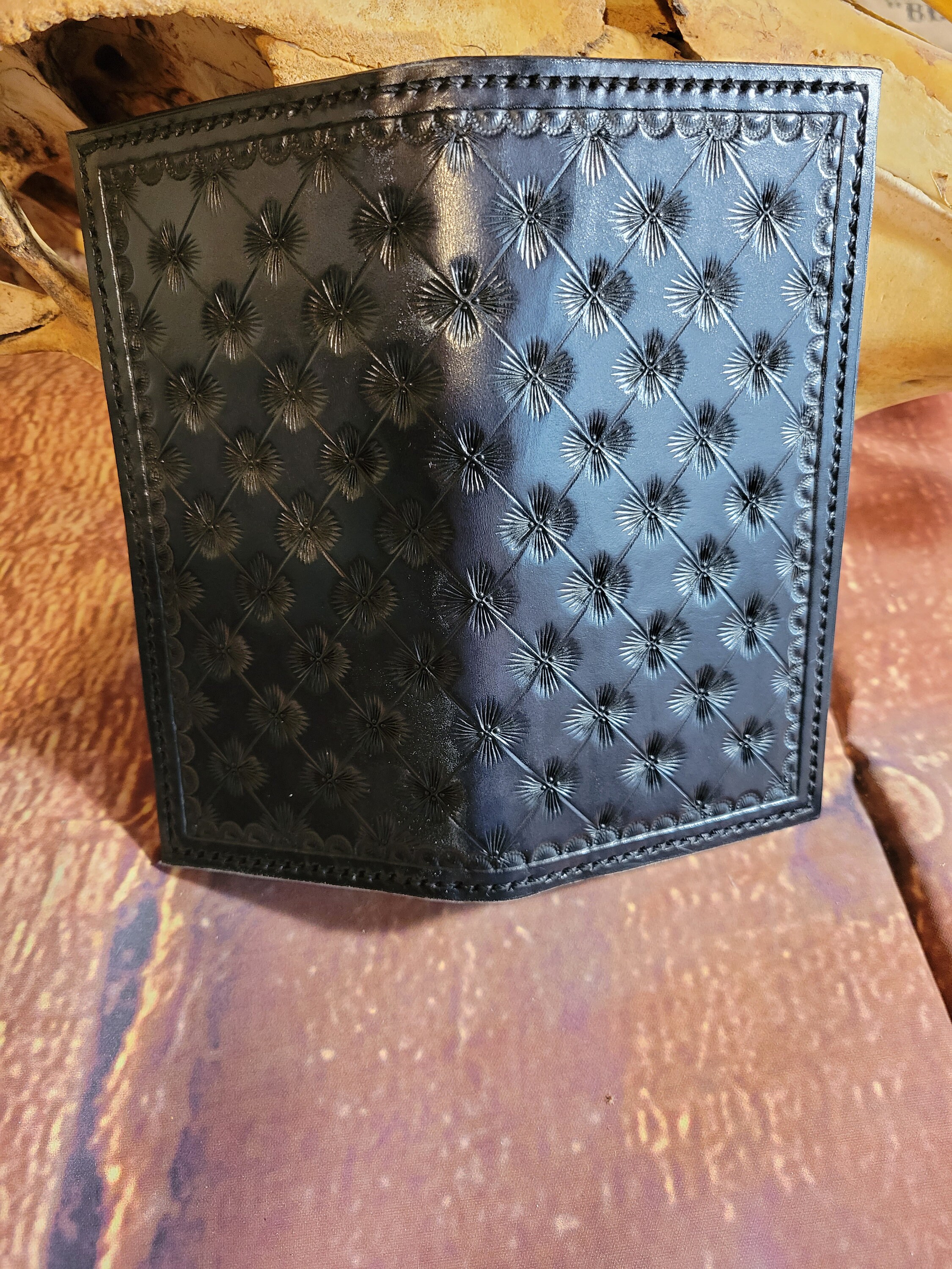 Handmade Hand Tooled Quilted-look Western Roper Wallet | Etsy