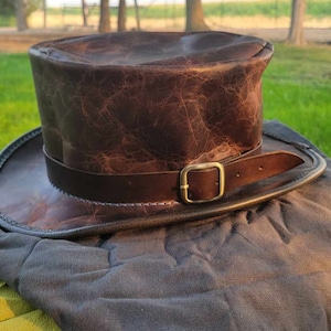 Handmade, Distressed Leather Top Hat, Western, Steampunk - Etsy