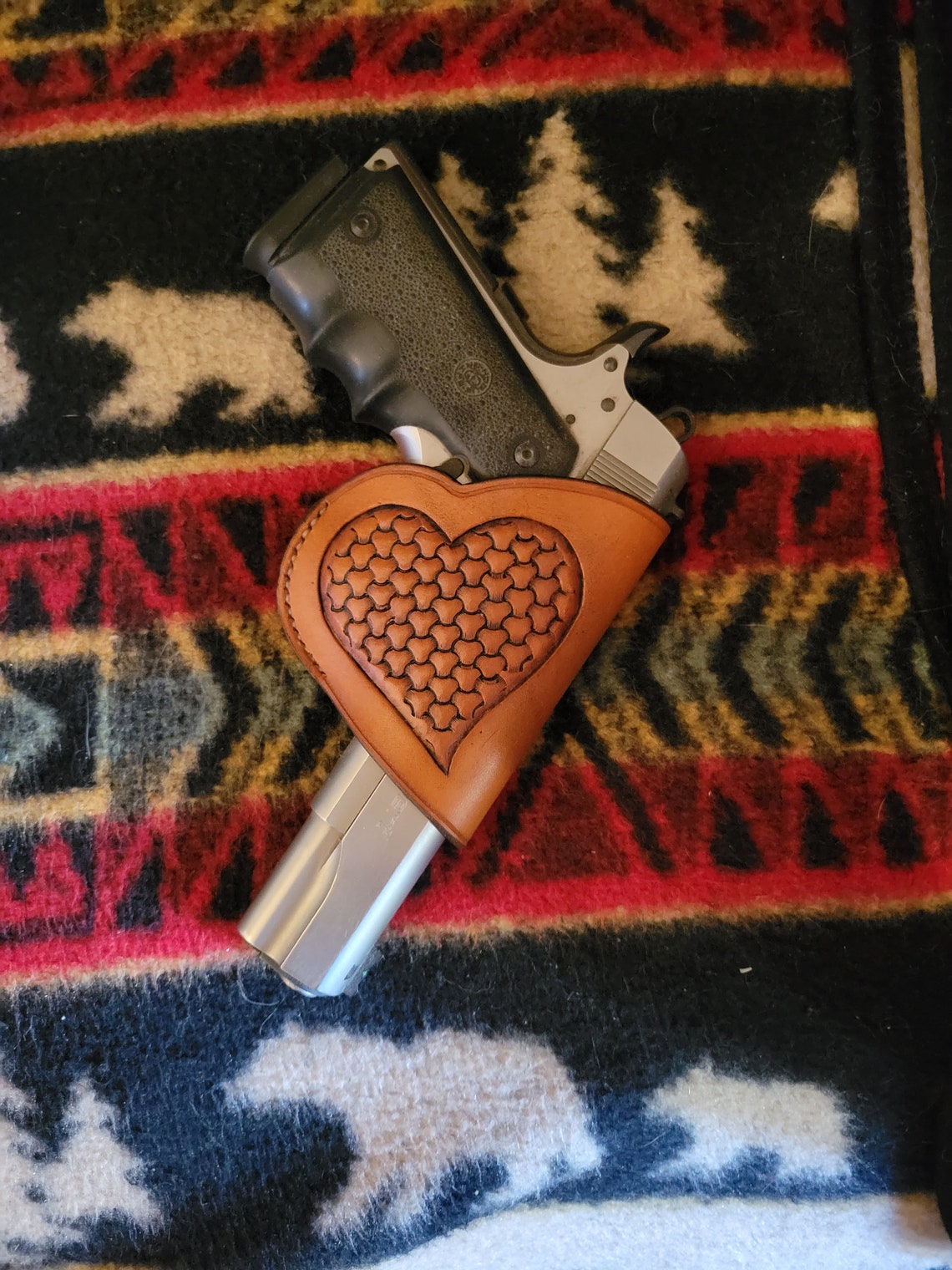 Handmade,1911 Minimalist Holster, Hand Tooled, Leather, Heart ...