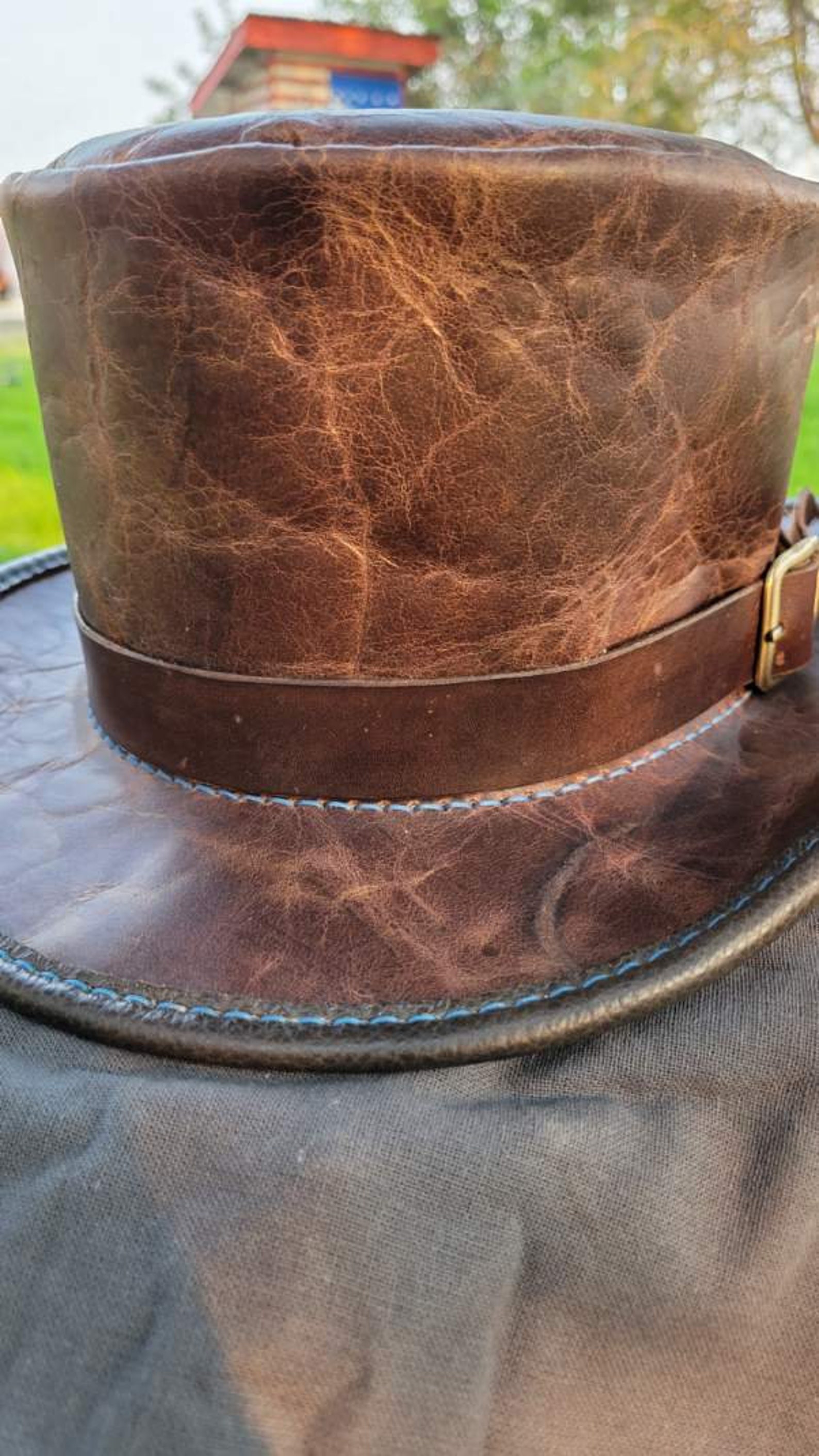 Handmade Distressed Leather Top Hat Western Steampunk | Etsy
