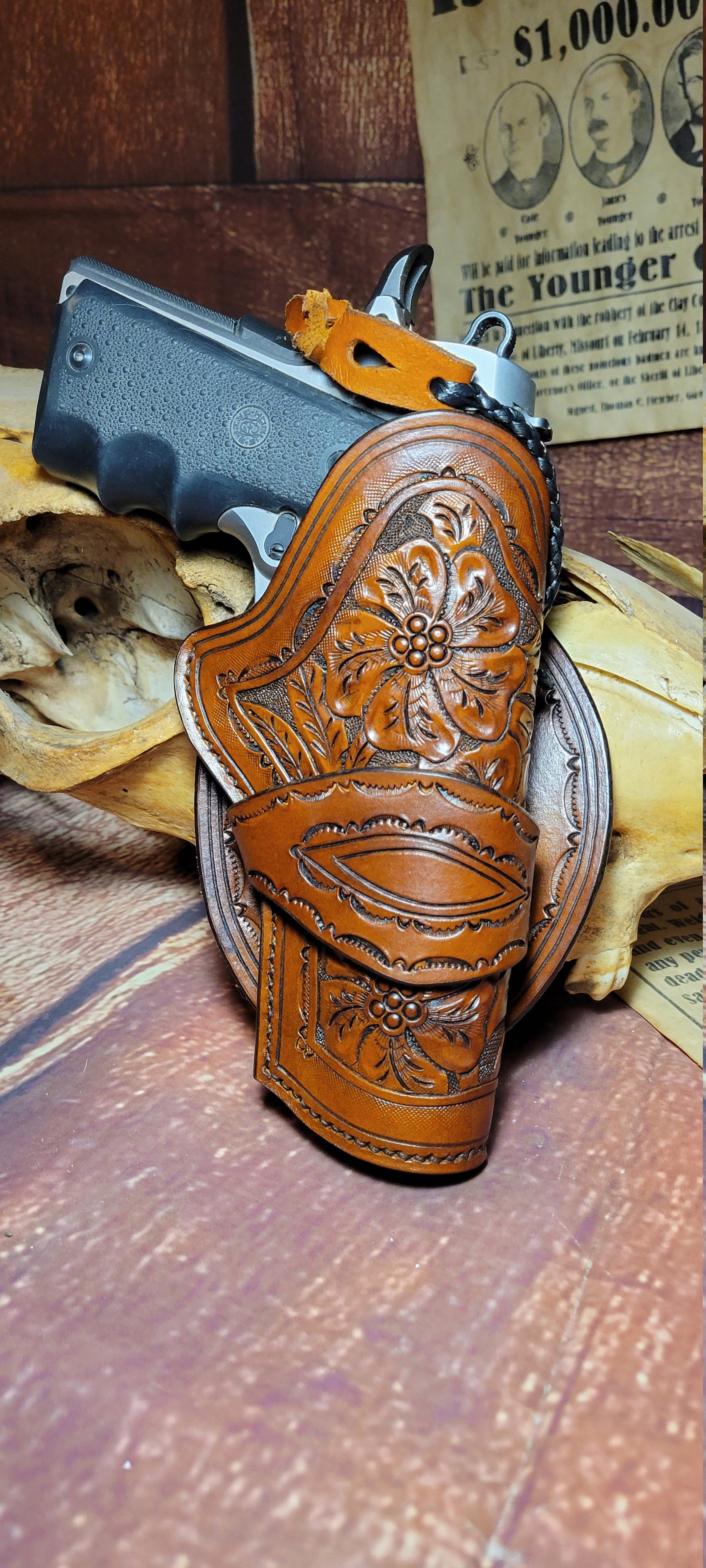 3:10 to Yuma, Handmade, Leather 1911 Hand of God Holster, .45 Western ...