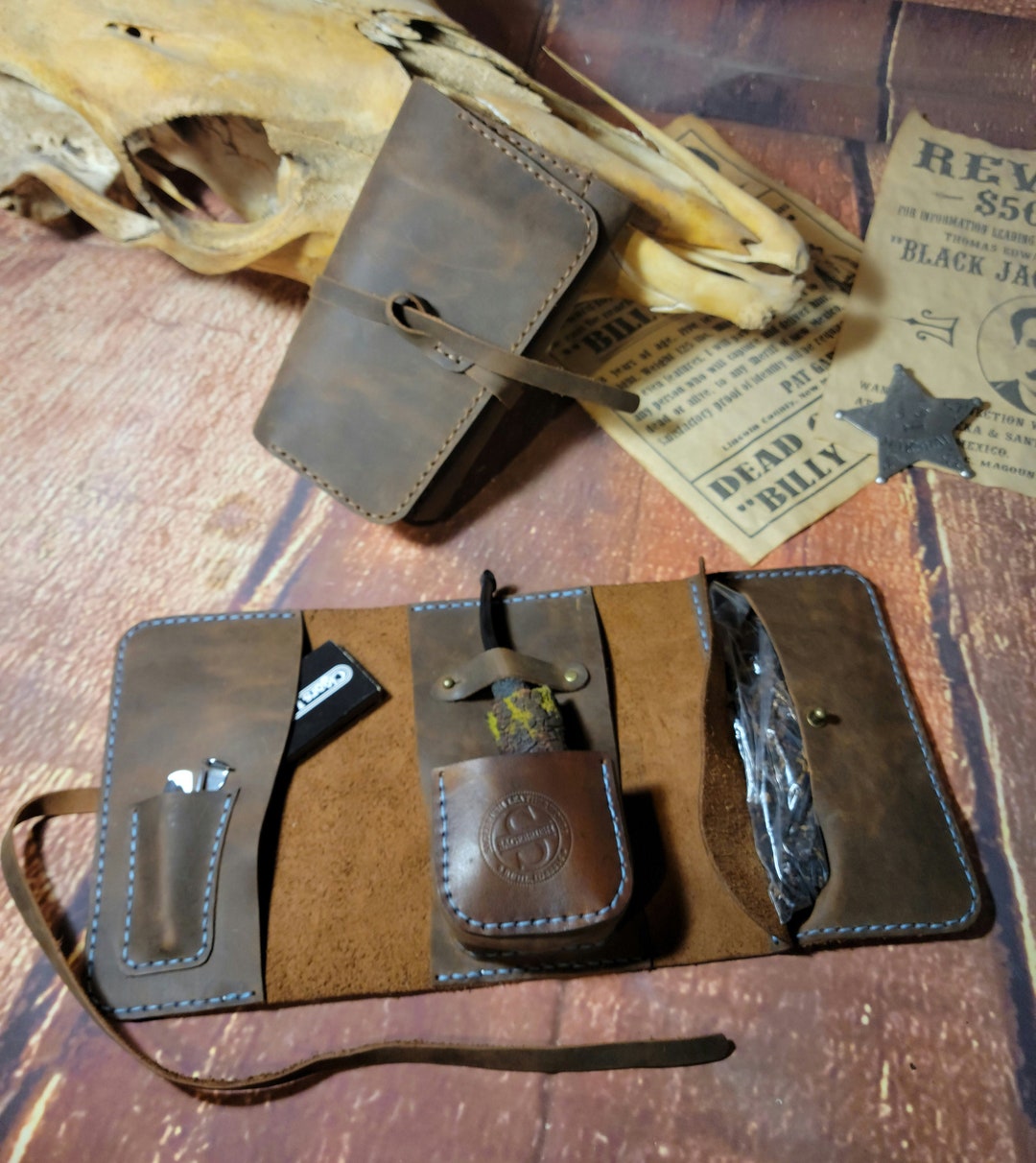Handmade Leather Pipe Roll, Handmade Leather Pipe Bag, Leather Pipe ...