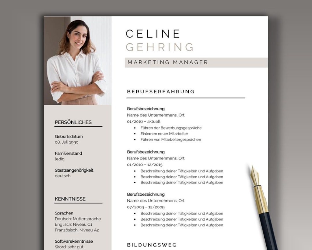 Lebenslauf Vorlage Deutsch Word + Pages Bewerbungsvorlage Moderne ...